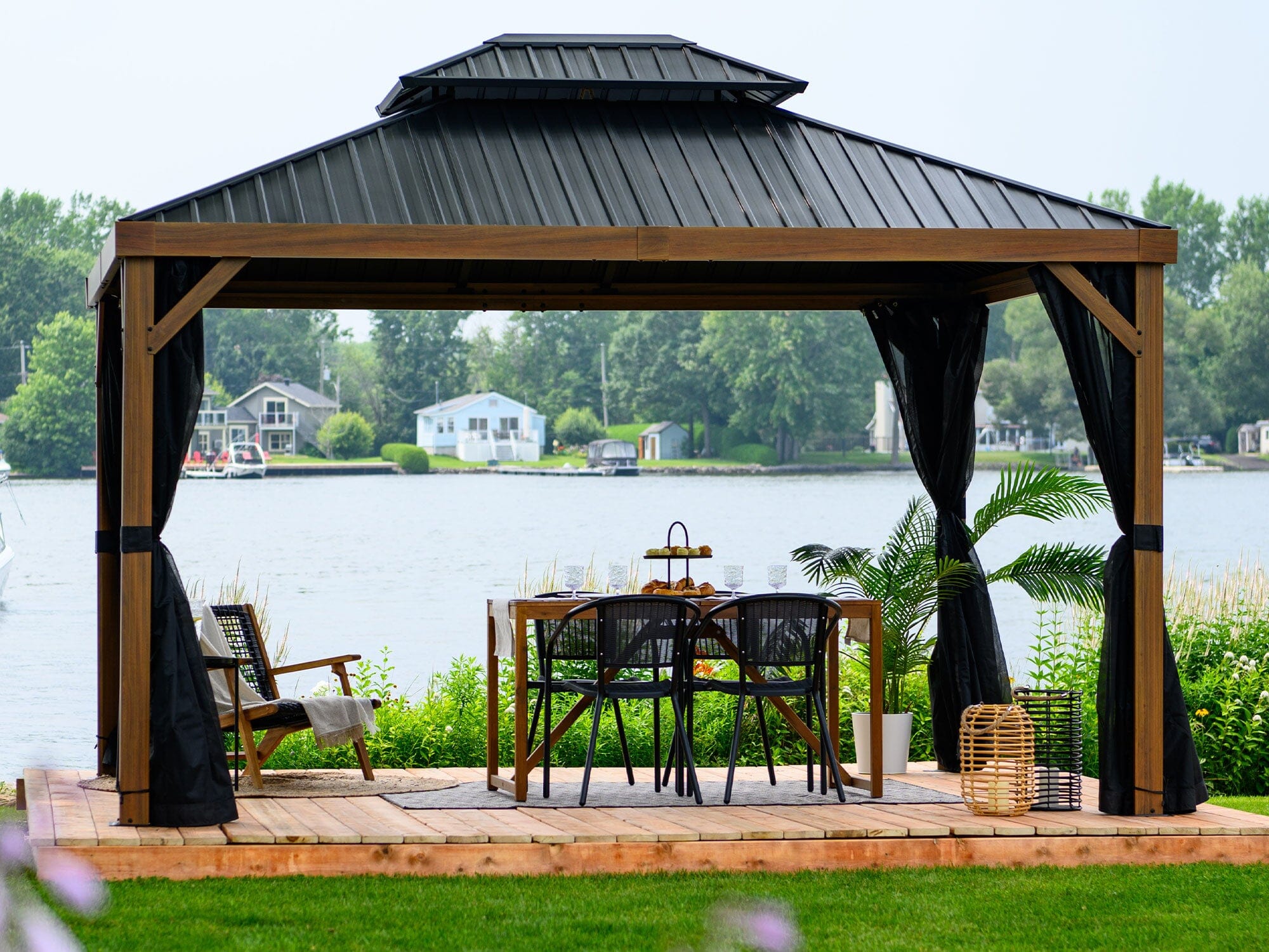 Gazebo Penguin Yosemite 10x12 Aluminum Gazebo with Wood Finish - The ...