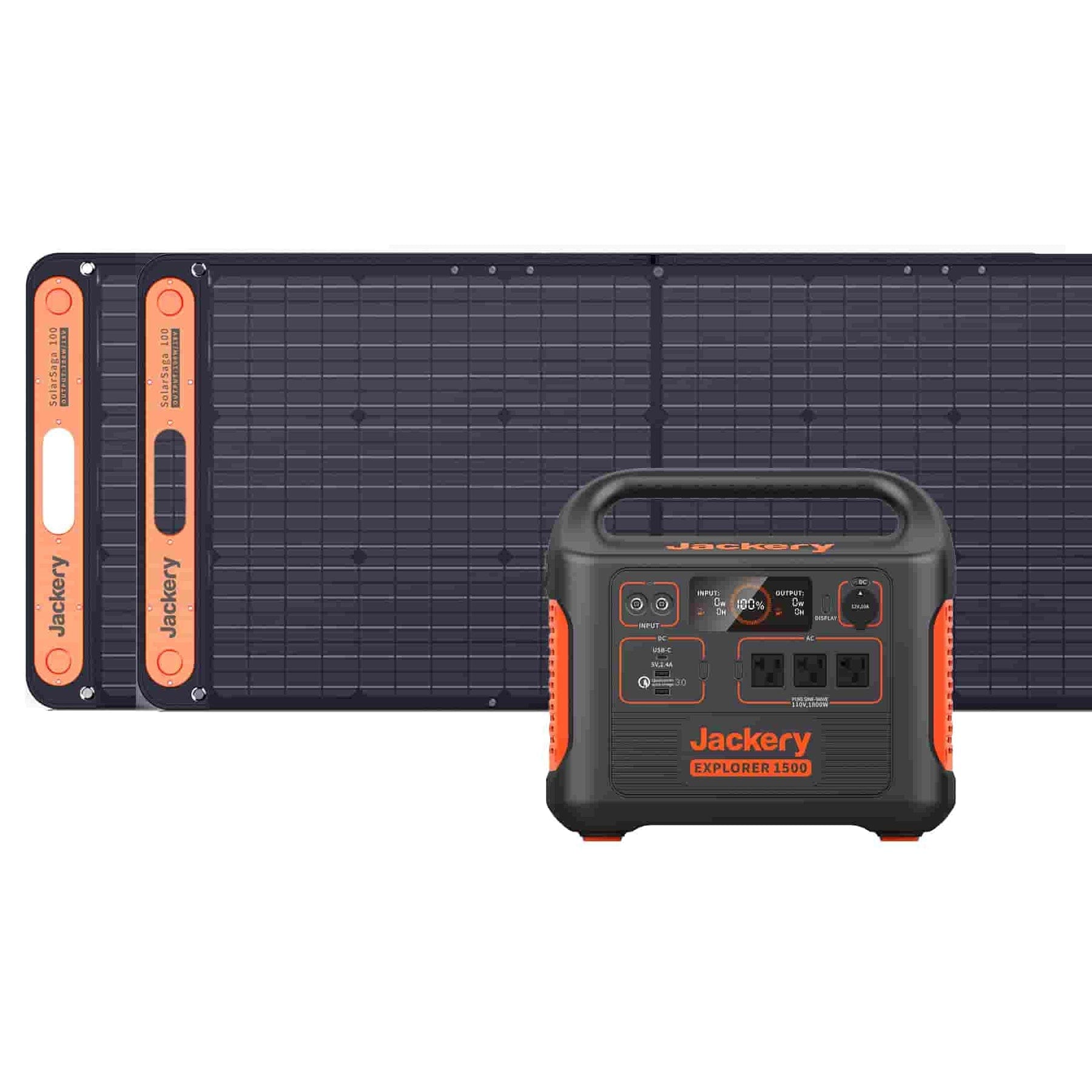 Jackery 1500_2SS100 + 2x SolarSaga 100W Solar Panel Solar Generator Kit ...